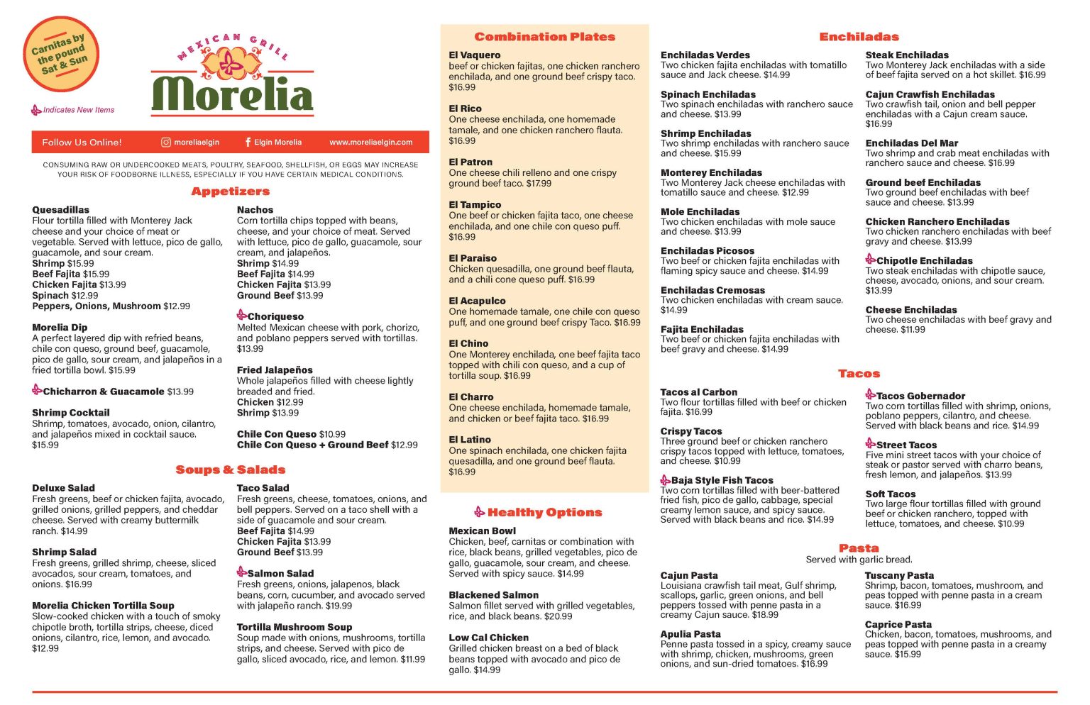 Menu - Morelia Elgin