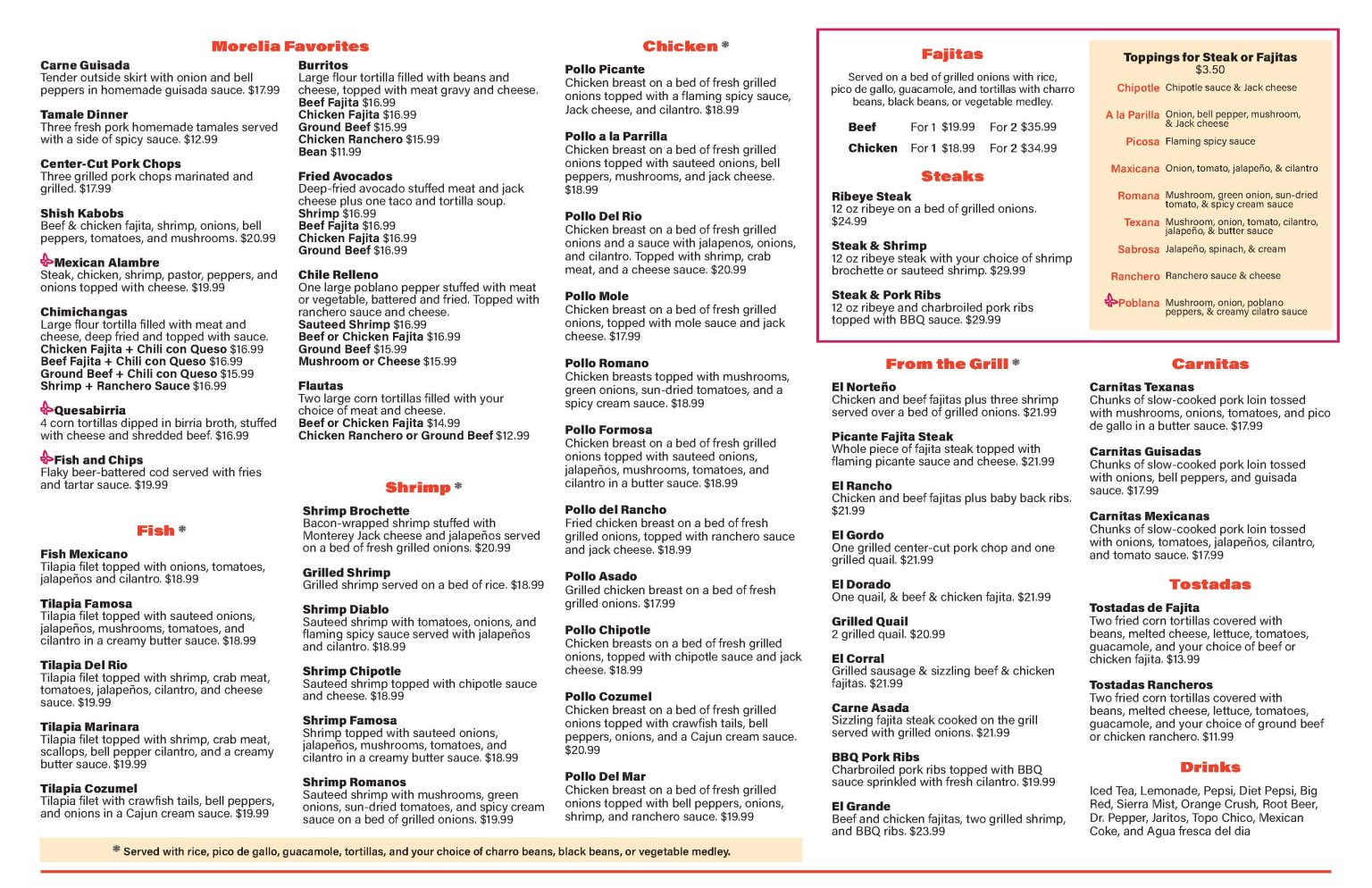 Menu - Morelia Elgin