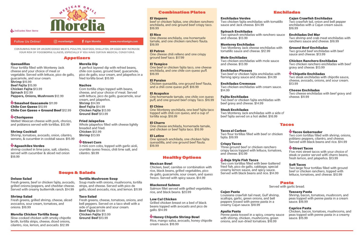 Menu - Morelia Elgin